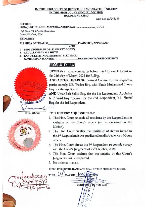 Kano Court Confirms Ali Musa as Kumbotso LG Chair - Trending News